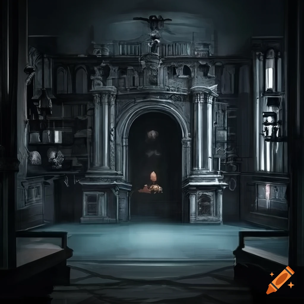 Dark and mysterious victorian laboratory interior