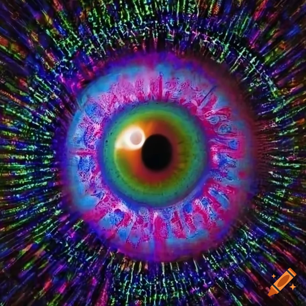 Psychedelic rainbow eyeball digital art