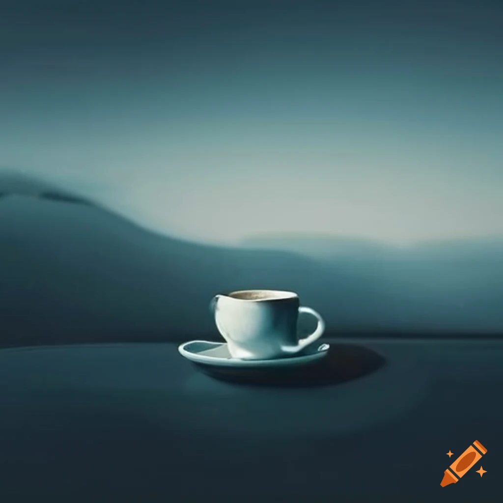 Porcelain coffee cup with unique landscape reflection on Craiyon