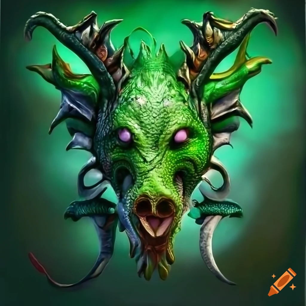 Green dragon with pig head and tusks on Craiyon
