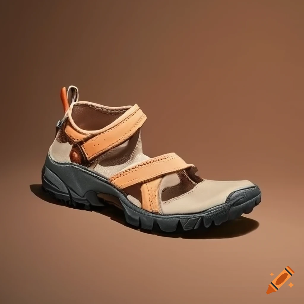 Open-toed tan hiking shoes by teva