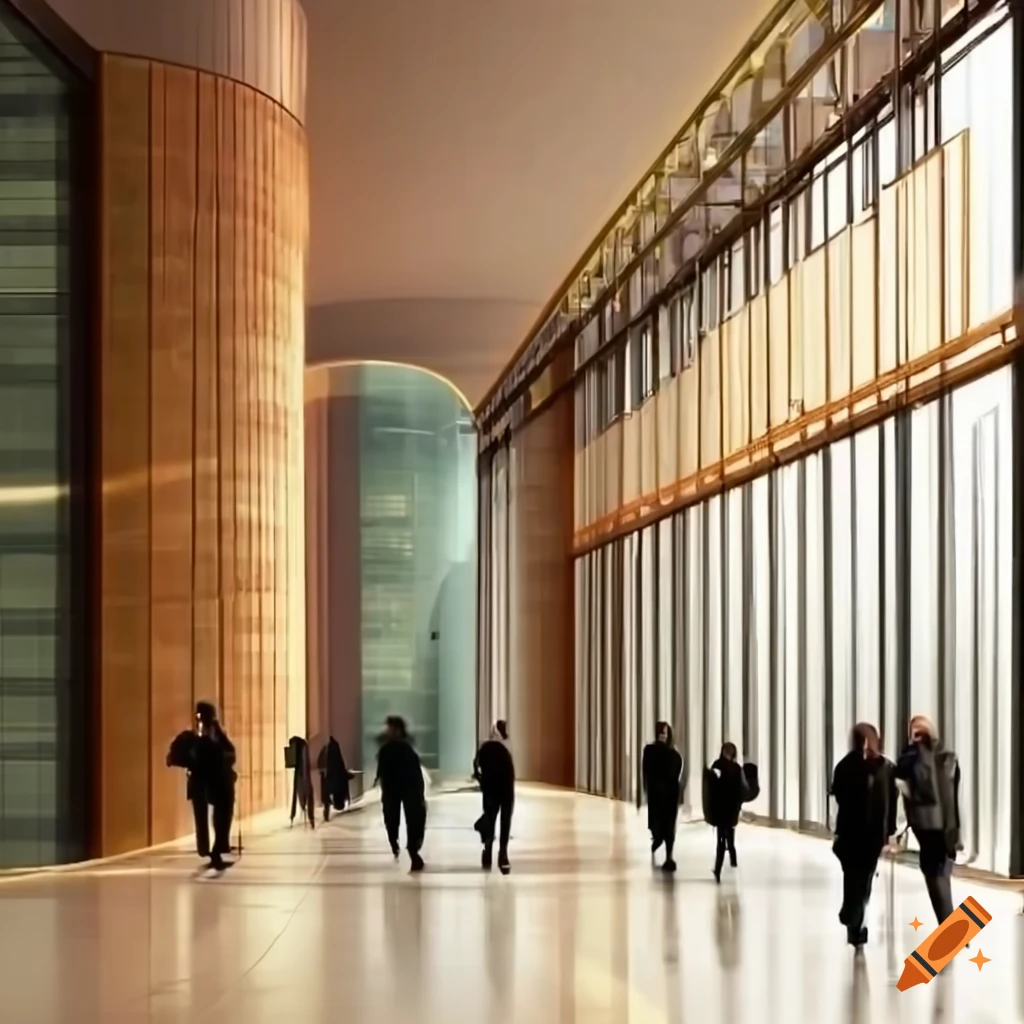 Modern office building lobby