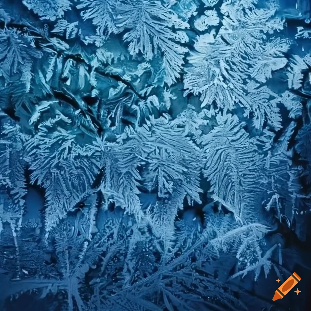 Frost patterns on a frozen window on Craiyon