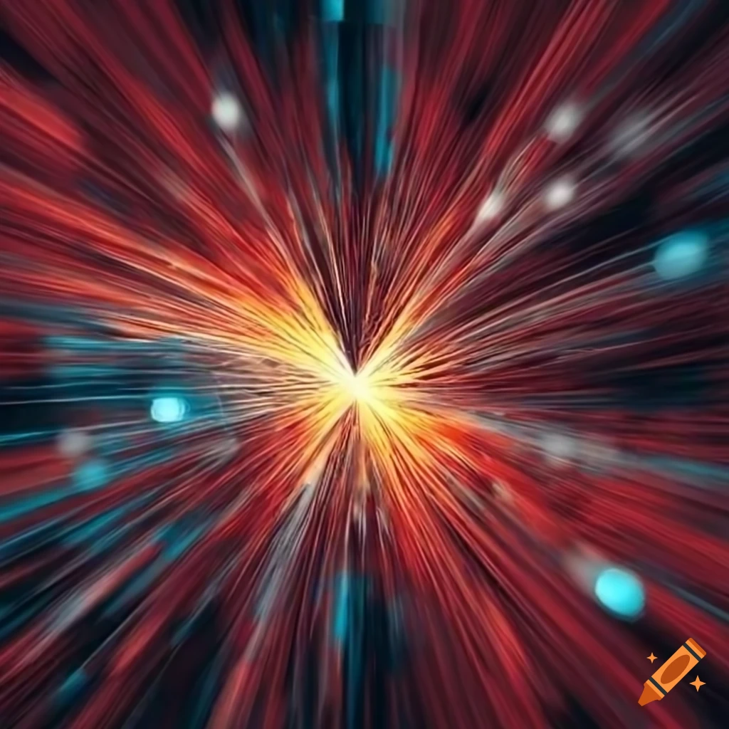 Collision of particle beams in a physics experiment on Craiyon