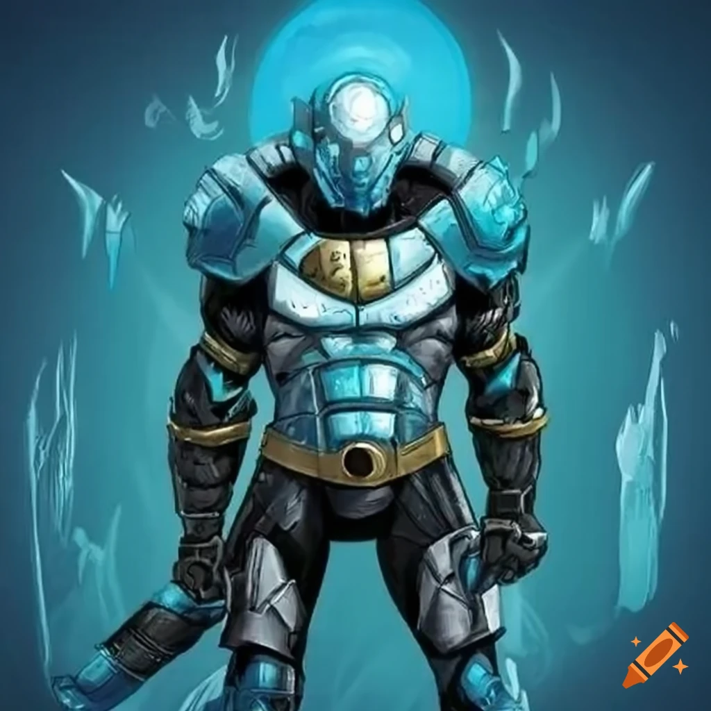 Comic book style illustration of Hydron, a water-powered hero on Craiyon