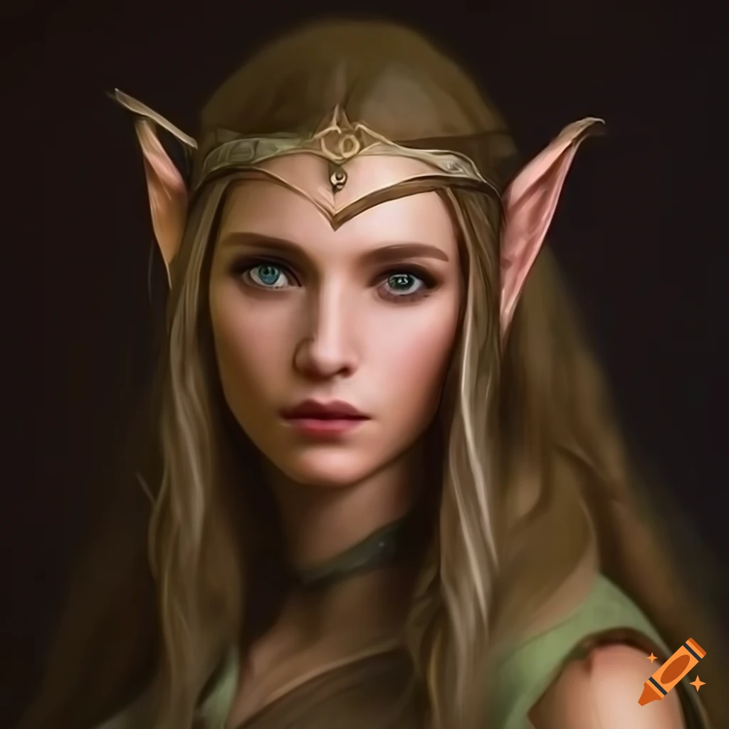 Tolkien elf in autumn-colored elven outfit on Craiyon