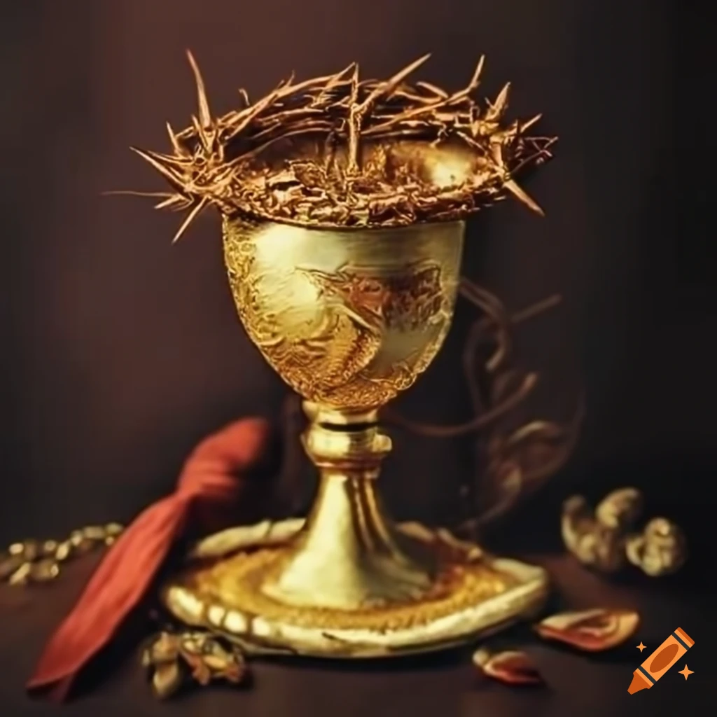 Depiction of jesus christ drinking wine from the holy grail on Craiyon