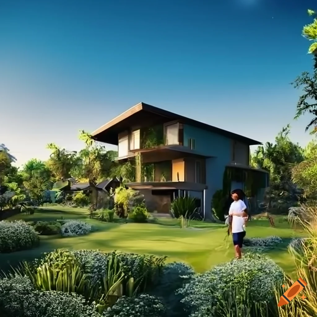 Vibrant community living in an eco-friendly suburban village on Craiyon