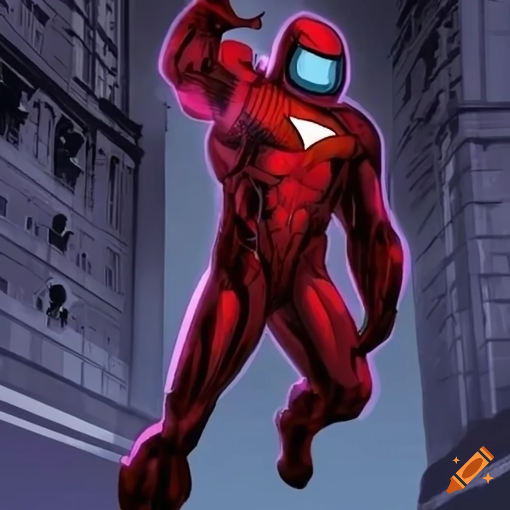 Image of a striking superhero in among us