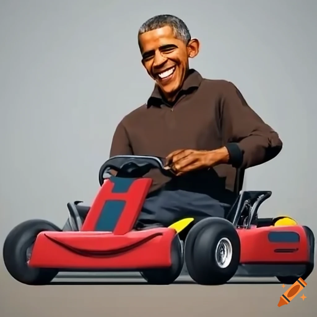 Barack obama on a go-kart on Craiyon