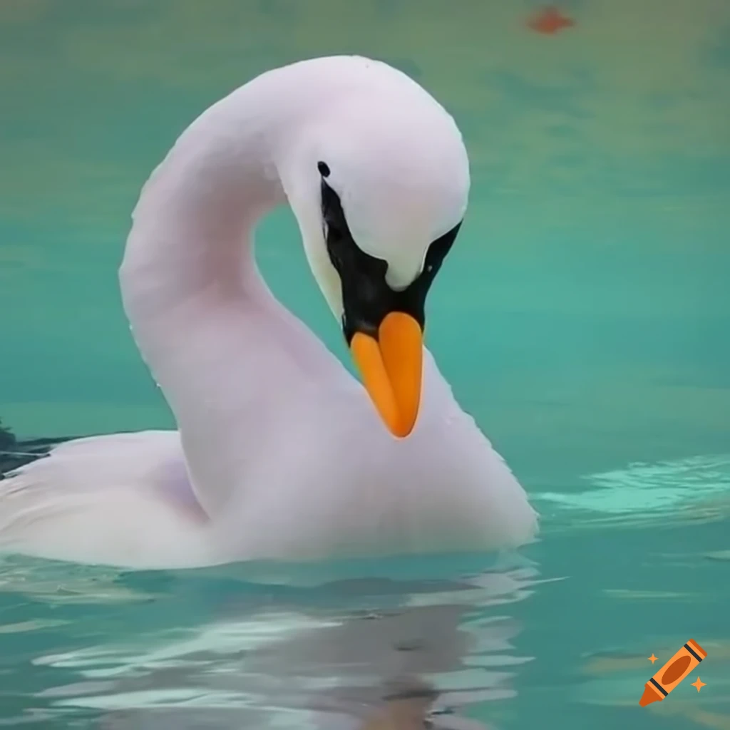 Image of a swimming superhero in a swan costume