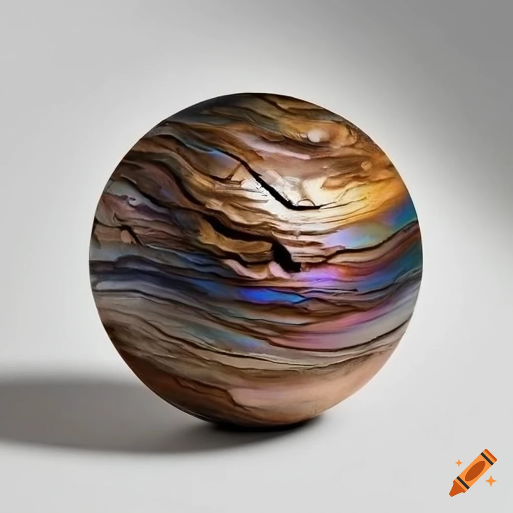 Abstract artwork of a colorful, textured sphere on Craiyon