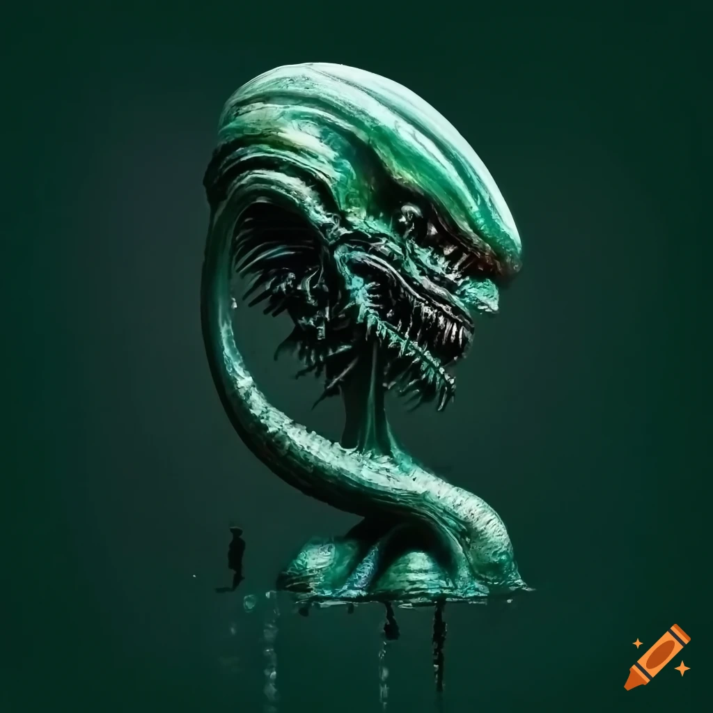 Dark and creepy alien environment in a video game