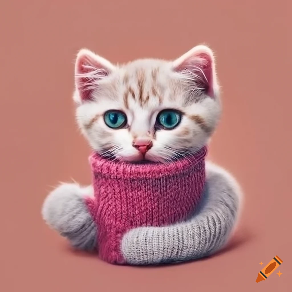 Adorable kitten with mittens on Craiyon