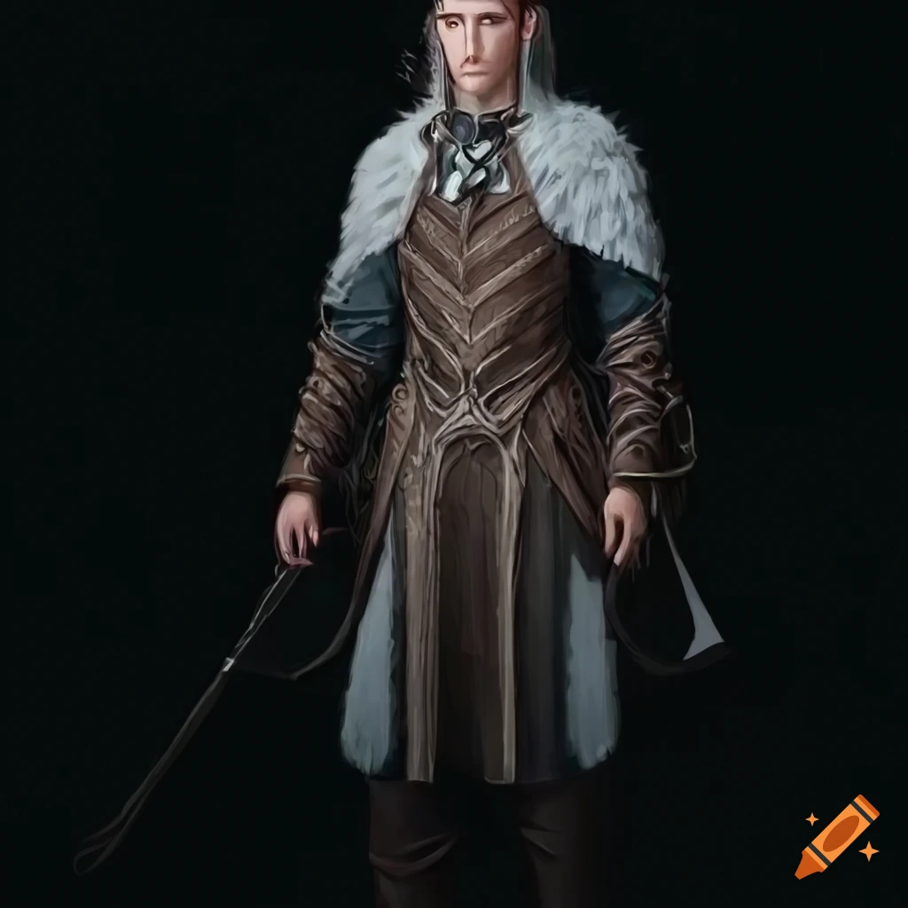 Tolkien elf wearing winter hunter outfit