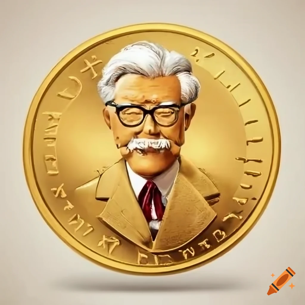 Gold coin featuring colonel sanders