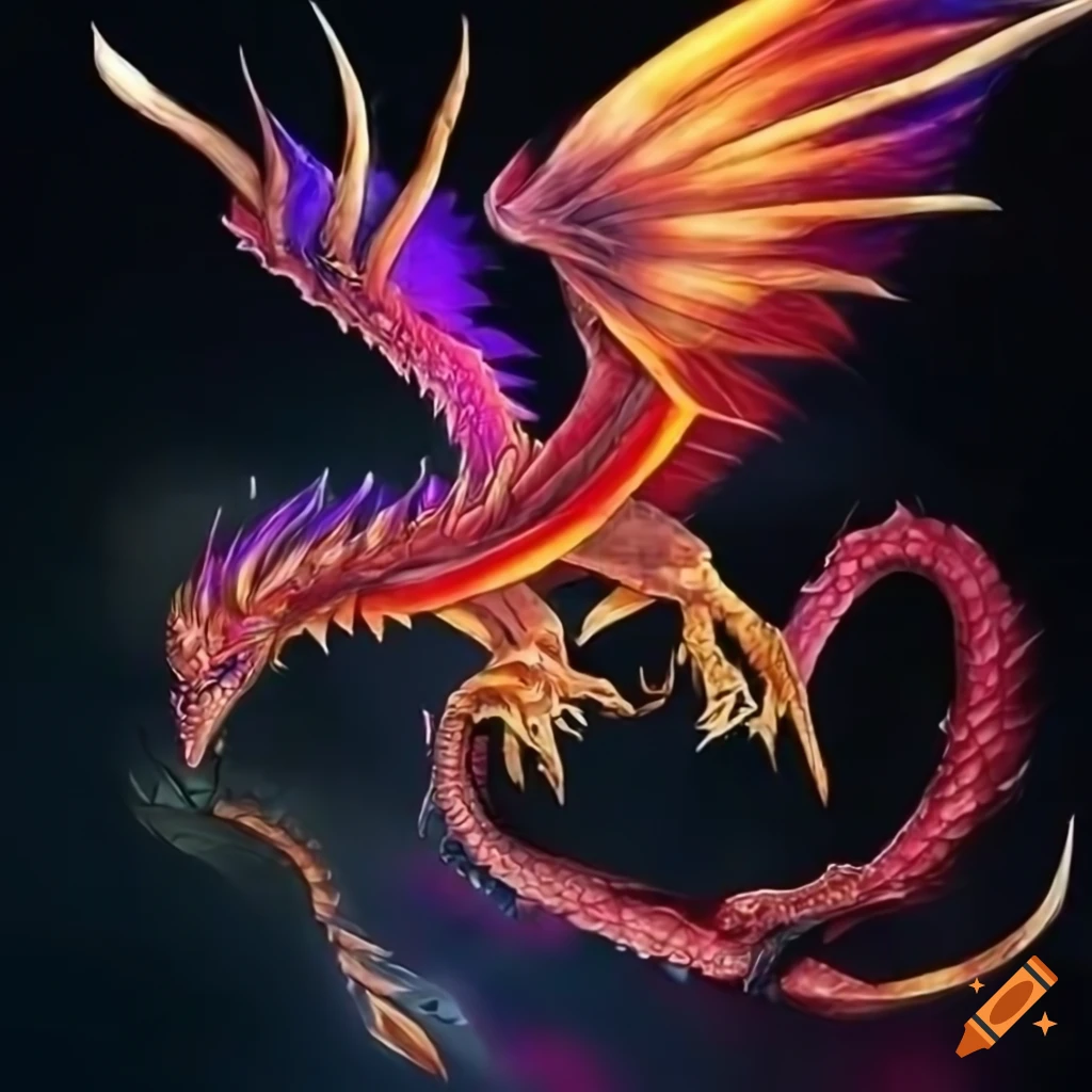 Realistic fusion artwork of a dragon phoenix