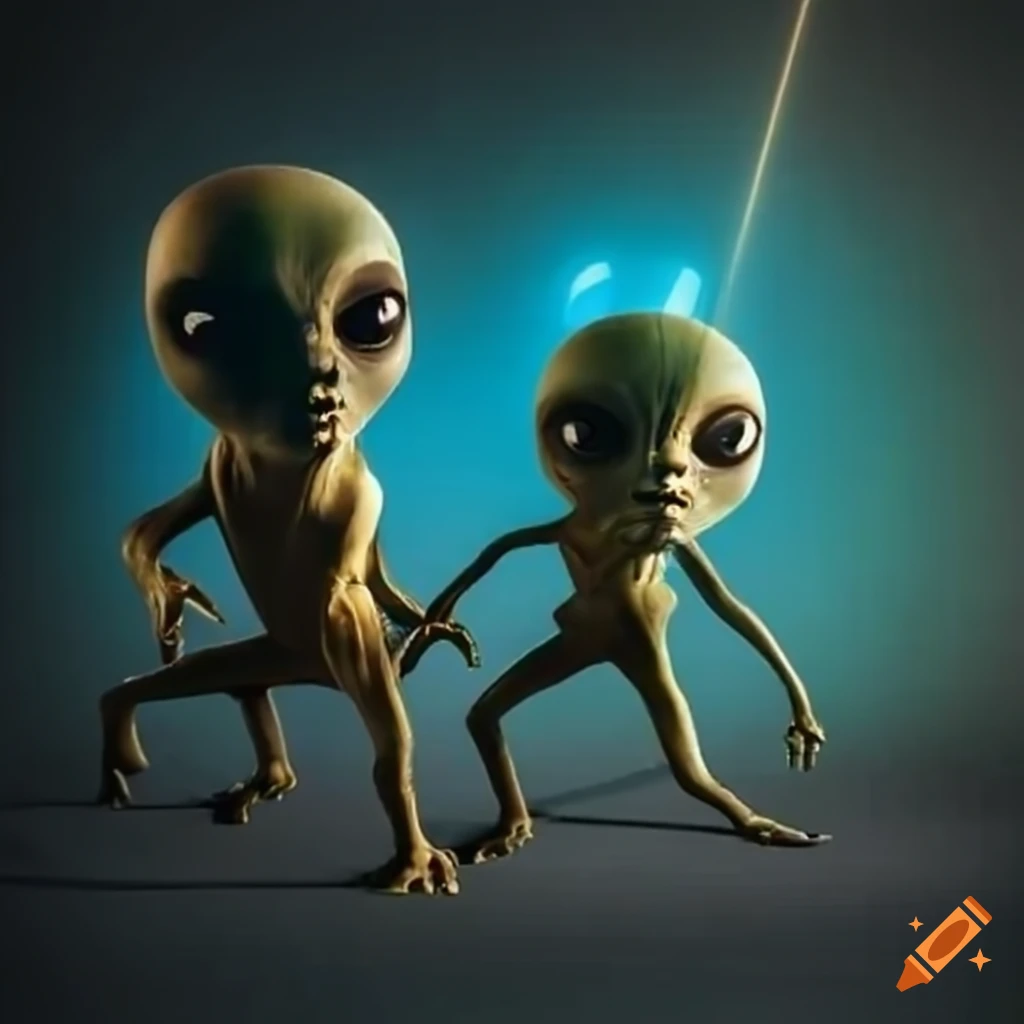 Cartoon aliens dancing on Craiyon