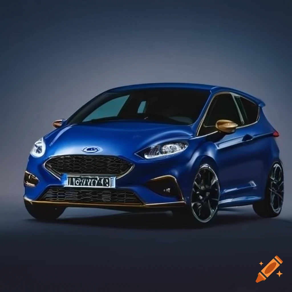 Dark blue ford fiesta st-line with gold details on Craiyon