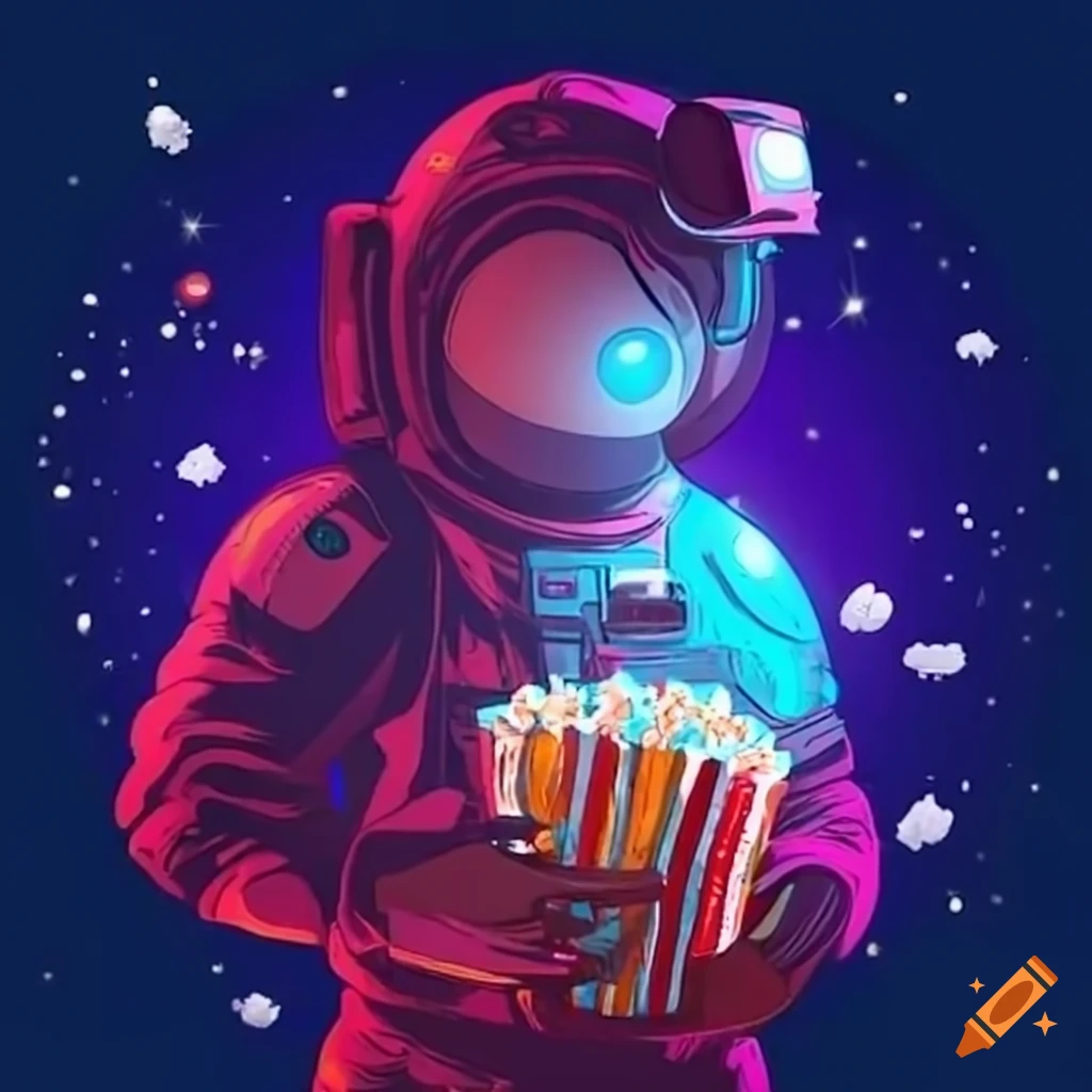 Astronaut enjoying popcorn in space on Craiyon