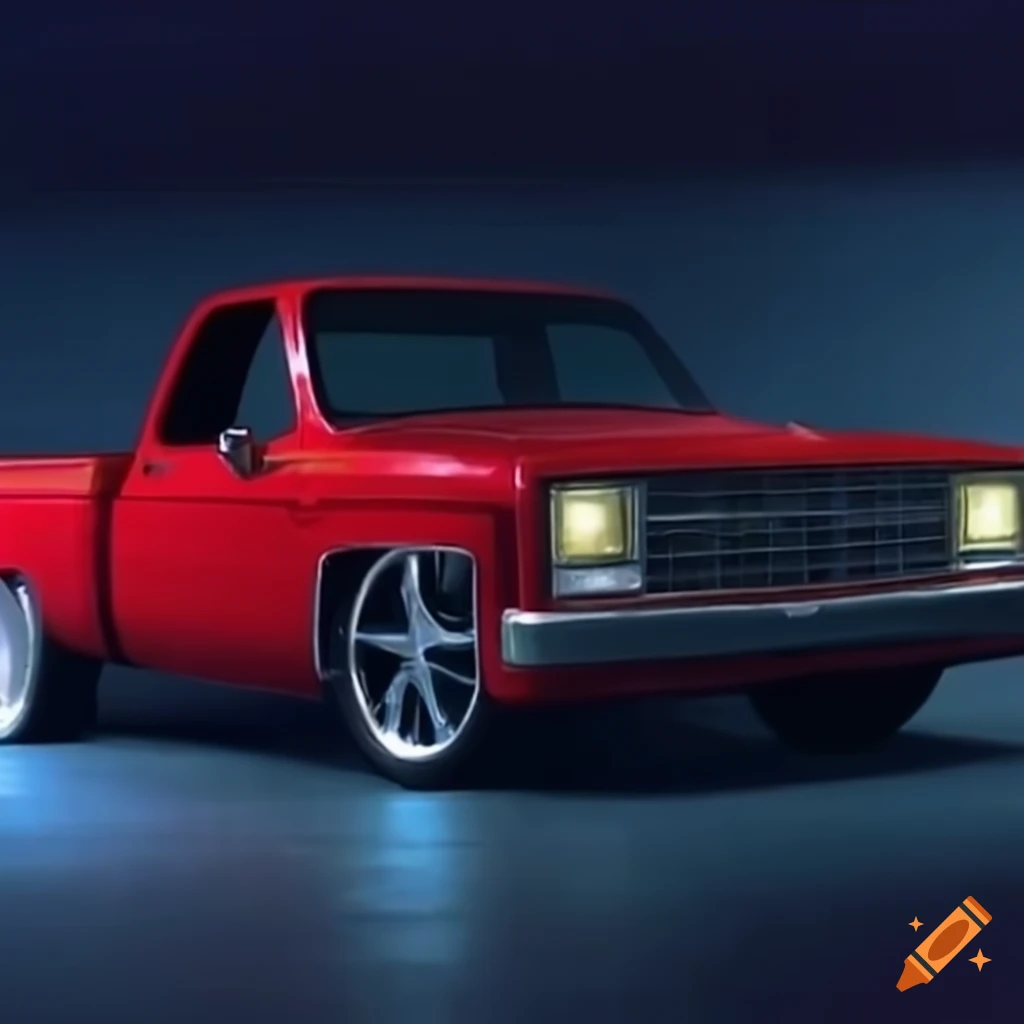 Nostalgic anime featuring a chevy c10 pickup truck on Craiyon