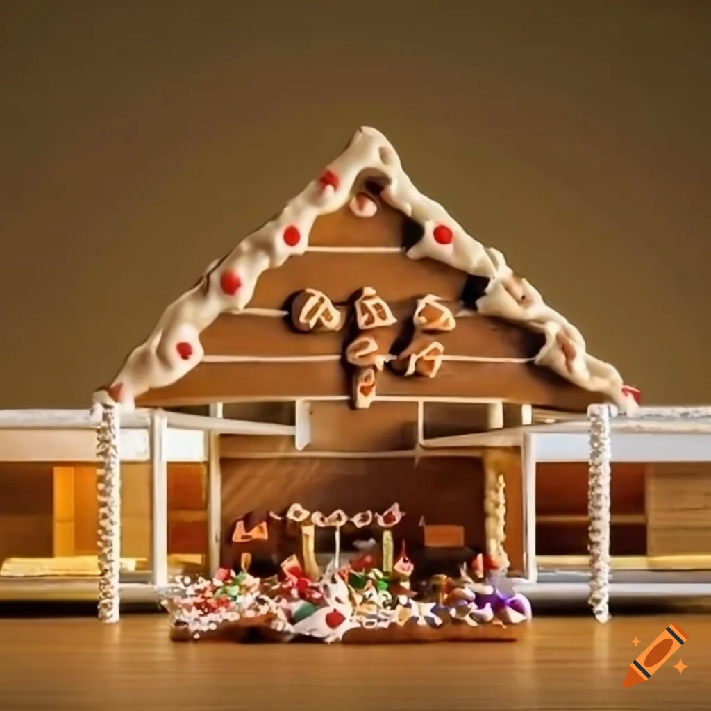 Gingerbread house replica of farnsworth house on Craiyon