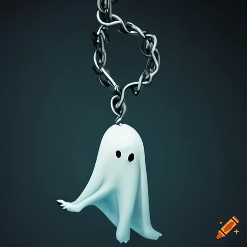 Illustration of a playful ghost with a chain