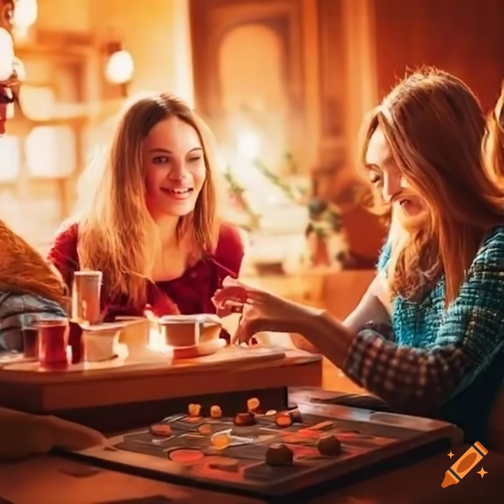 Friends enjoying a fun-filled board game night on Craiyon