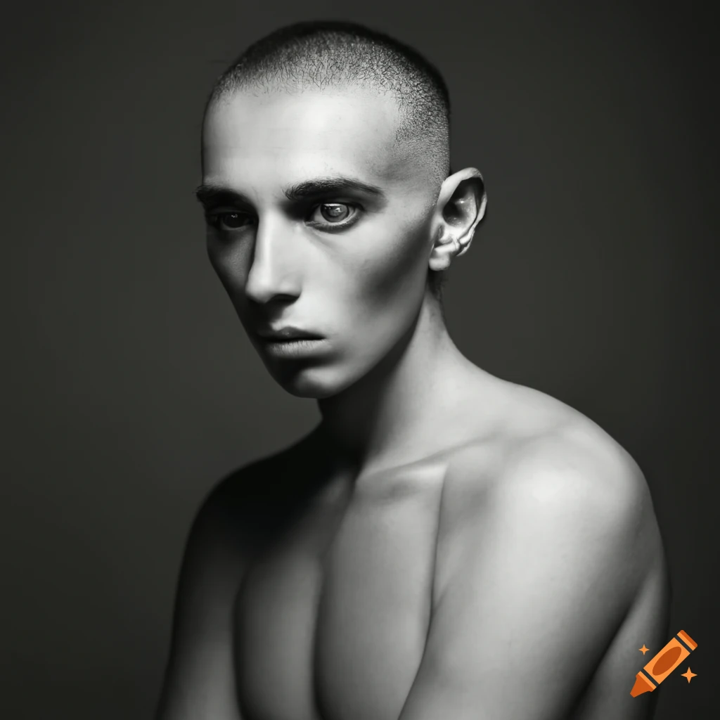 Portrait of a white man with a buzzcut hairstyle on Craiyon