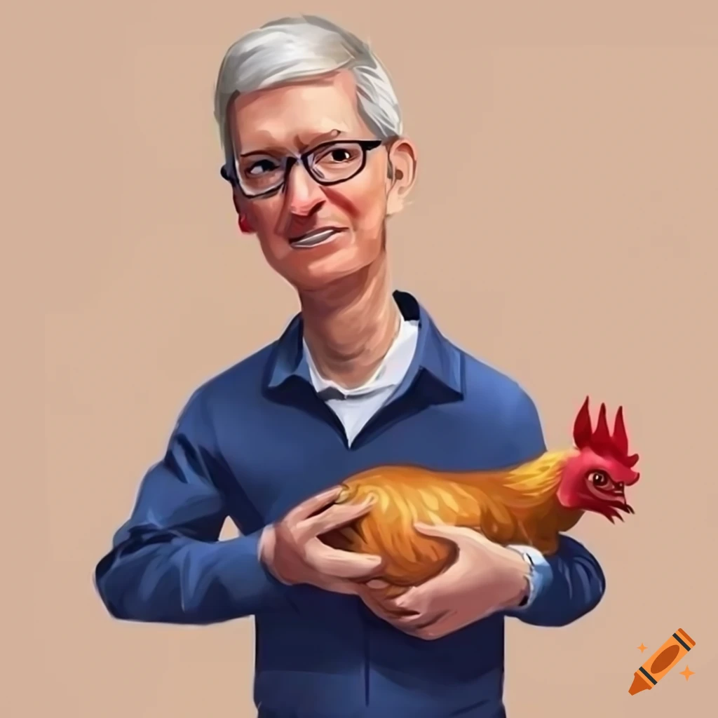 Portrait of tim cook holding a chicken