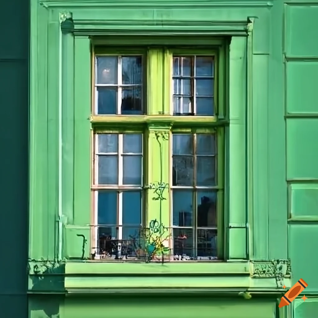Front view of a green haussmannien window