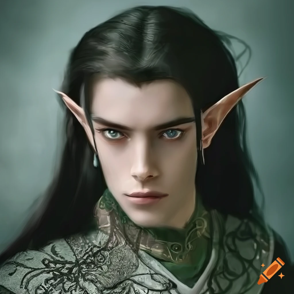 Colorful model sheet of a tolkien elf hunter