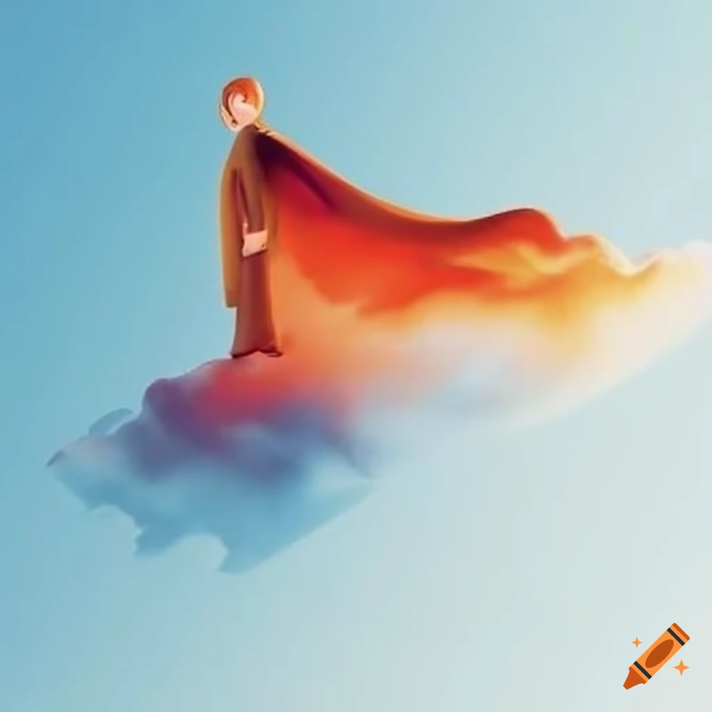 Illustration of a cloud with a cape on Craiyon