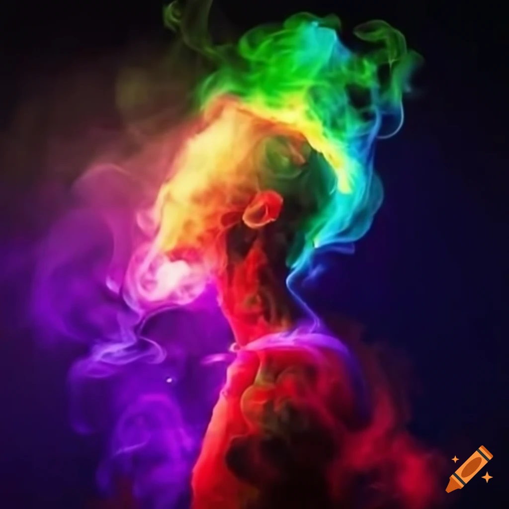 Artistic depiction of cannabis smoke turning into a universe