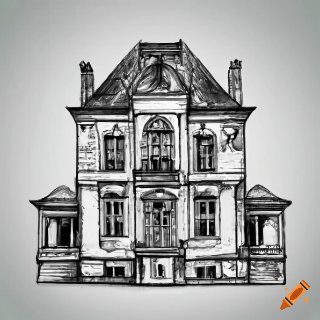 Symmetrical 2d house in renaissance style