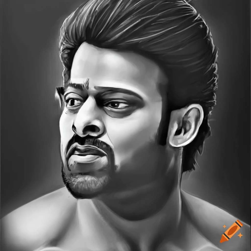 Pencil drawing of prabhas body building
