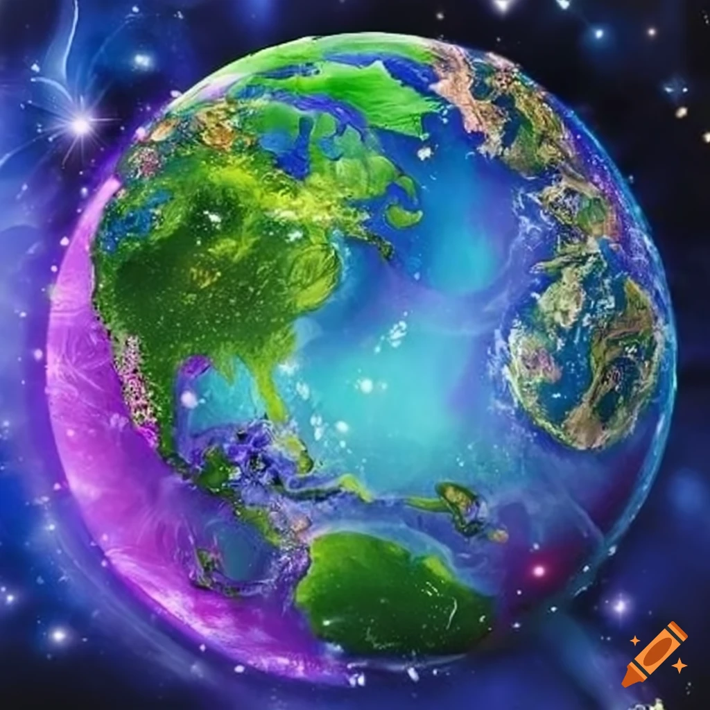 Colorful artwork of planet earth with a touch of magic on Craiyon