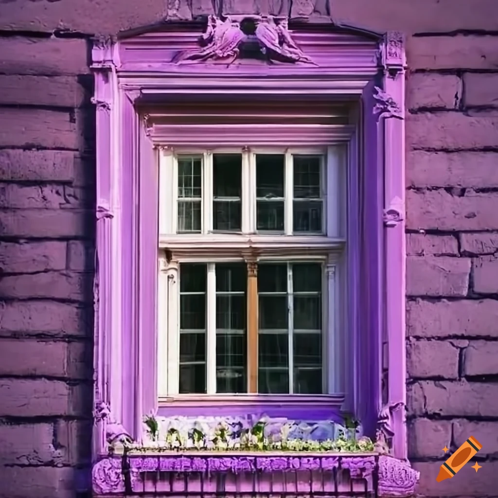 Front view of a purple haussmannien window