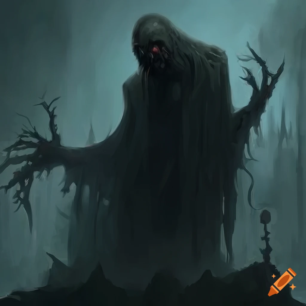 Dark fantasy art of a dementor golem
