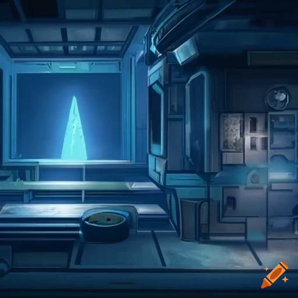 Interior of a space station for a 2d game on Craiyon