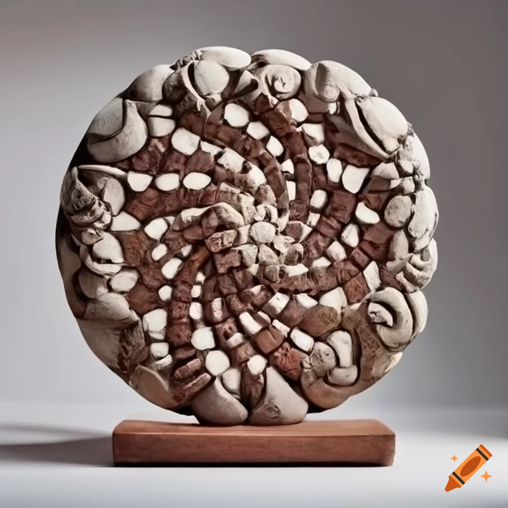 Intricate stone sculpture with circle patterns on Craiyon