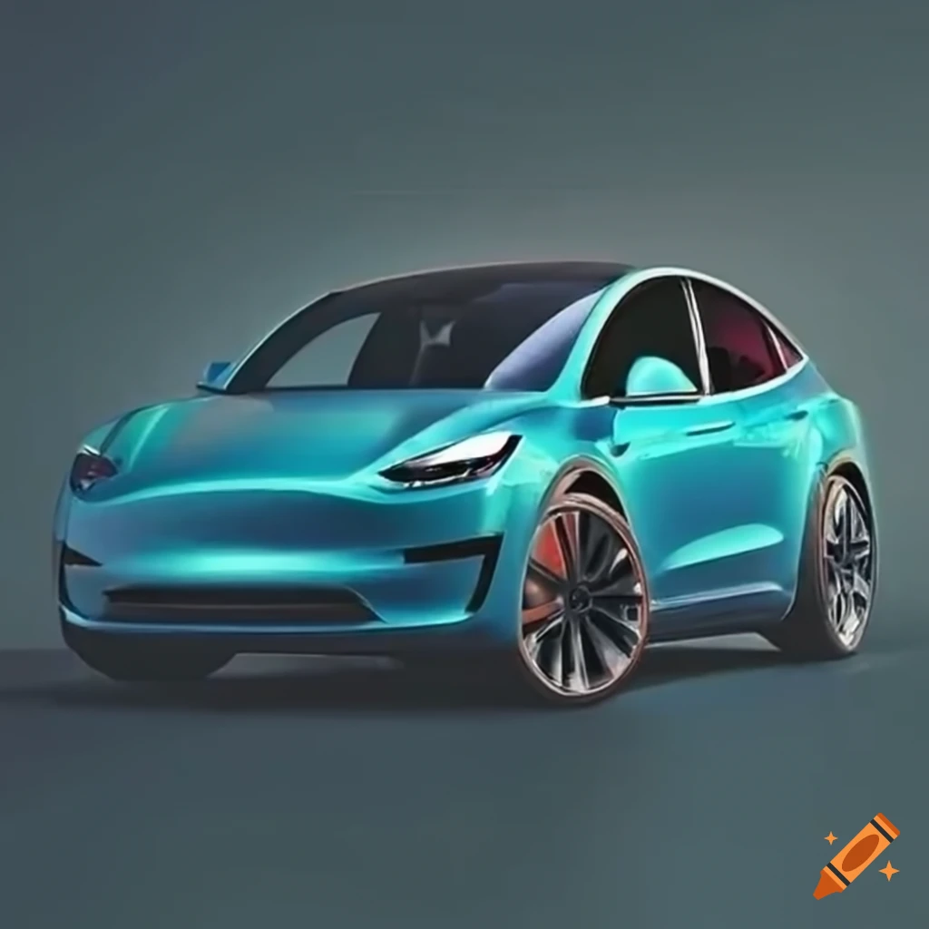 Creative sticker of a tesla model y with electrical tools on Craiyon