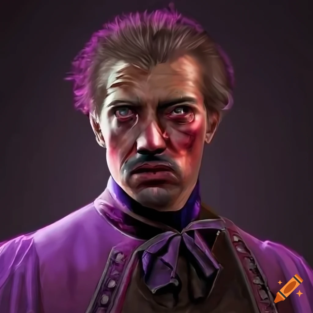 Illustration of a scarred victorian character on Craiyon