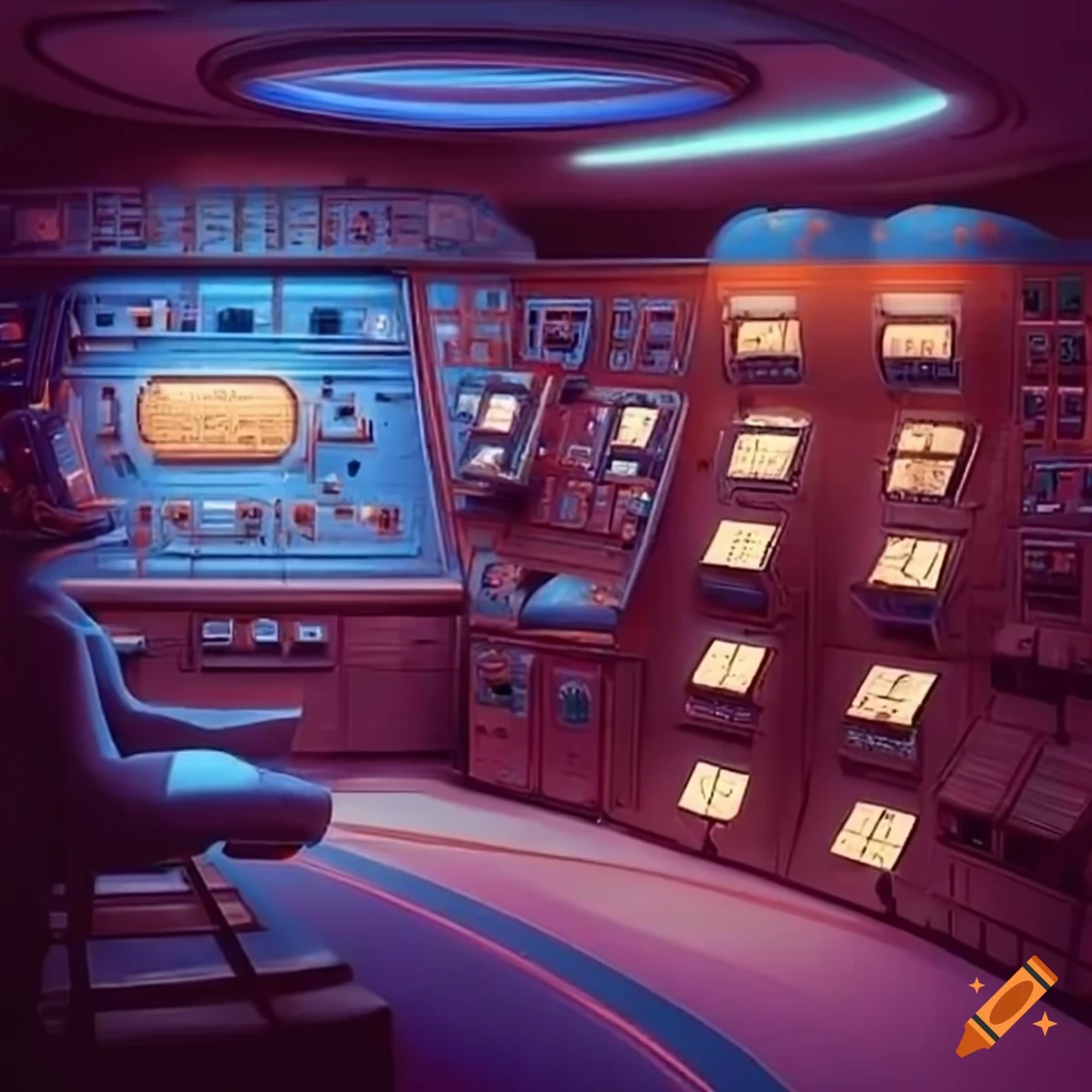 Retro futuristic electric control room