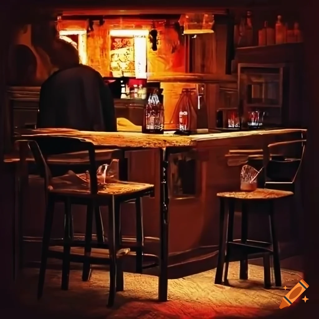 Smokey bar with a bench