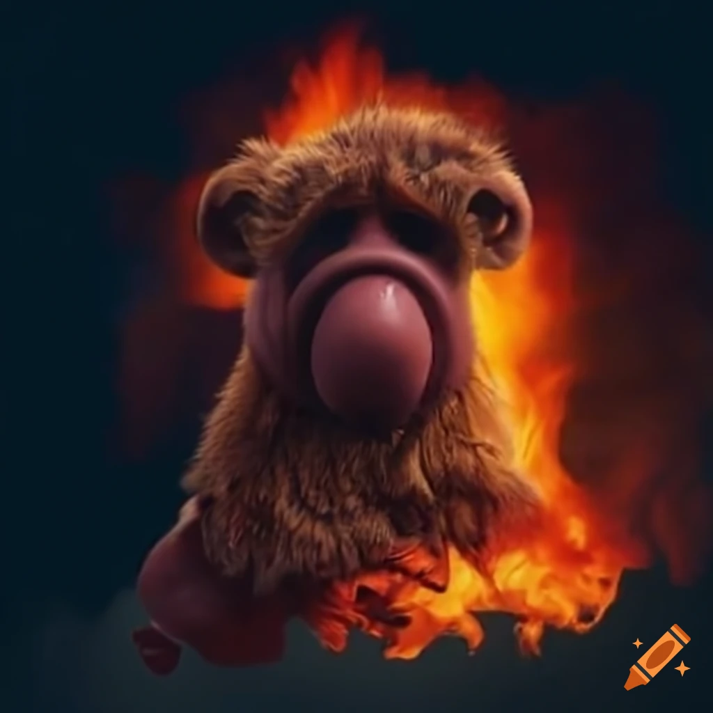 Tv series character flying over fire on Craiyon