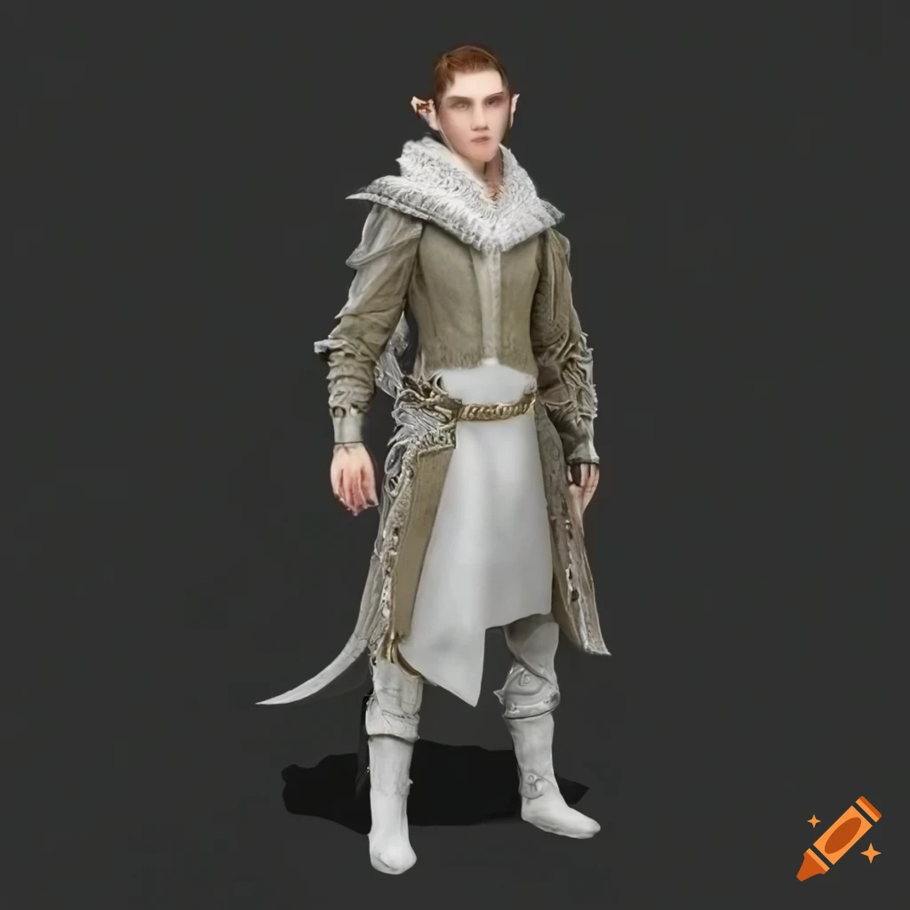 White elven hunter in winter outfit on Craiyon