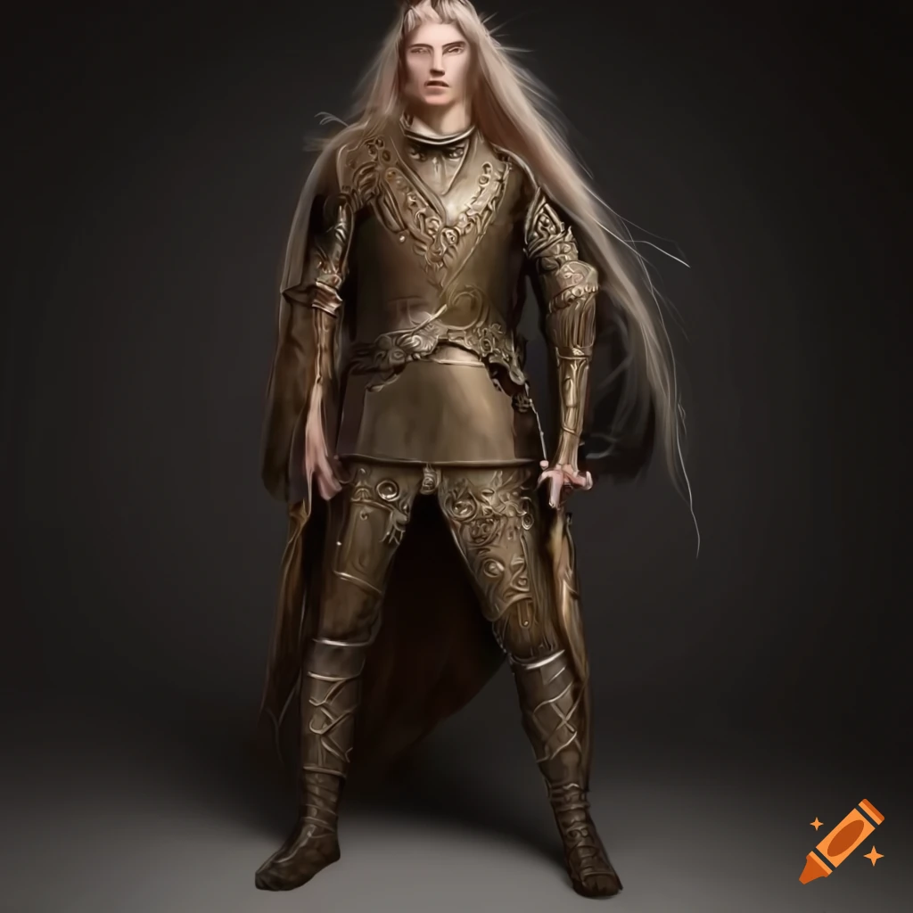 Full body model sheet of a male tolkien elf on Craiyon