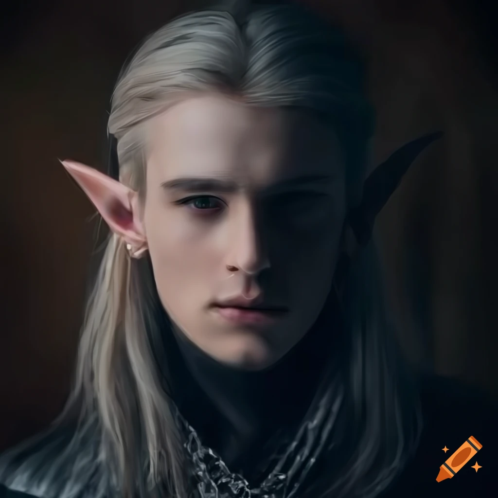 Tolkien Elf in white winter outfit, model sheet on Craiyon