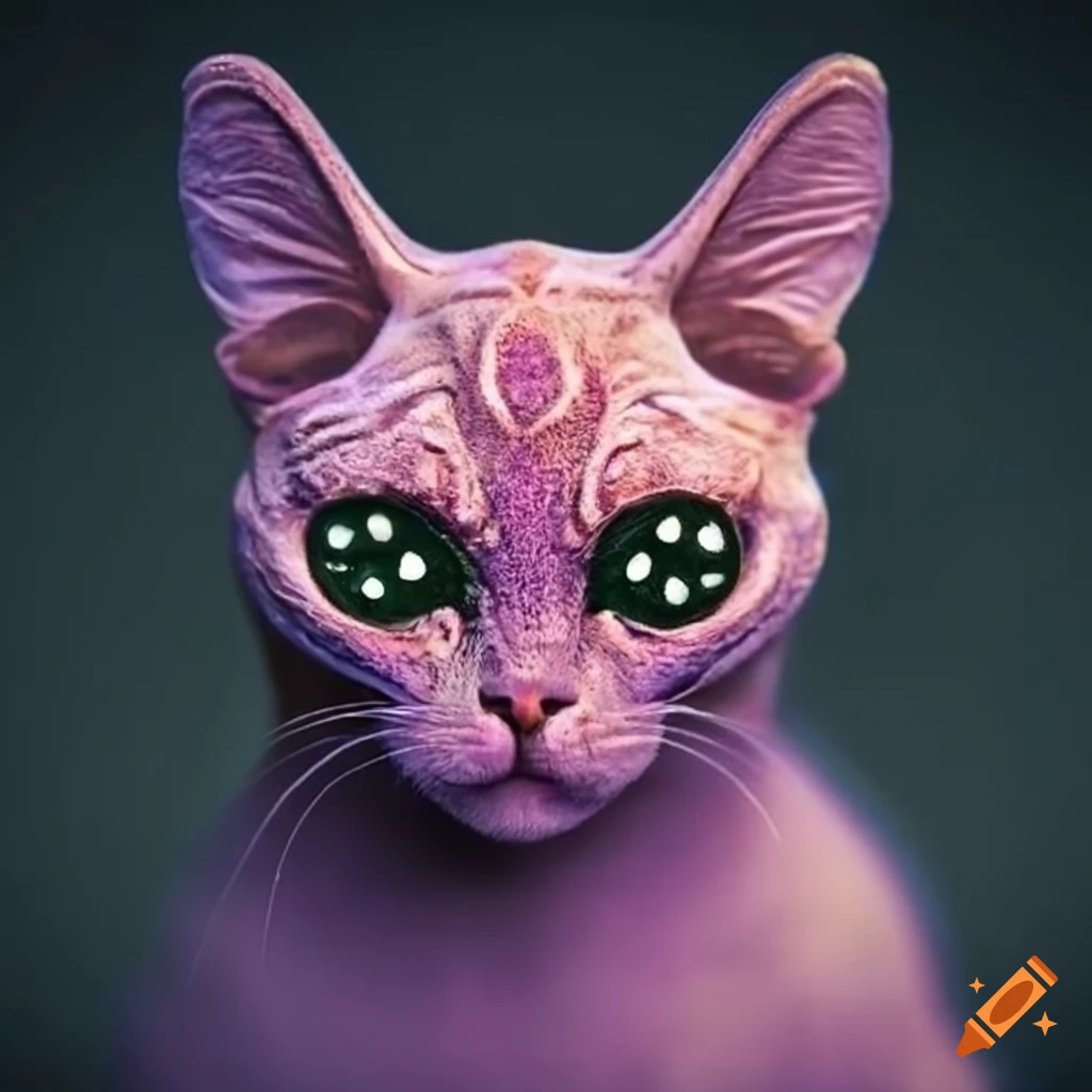 Abstract art of an alien cat with flower-shaped head on Craiyon